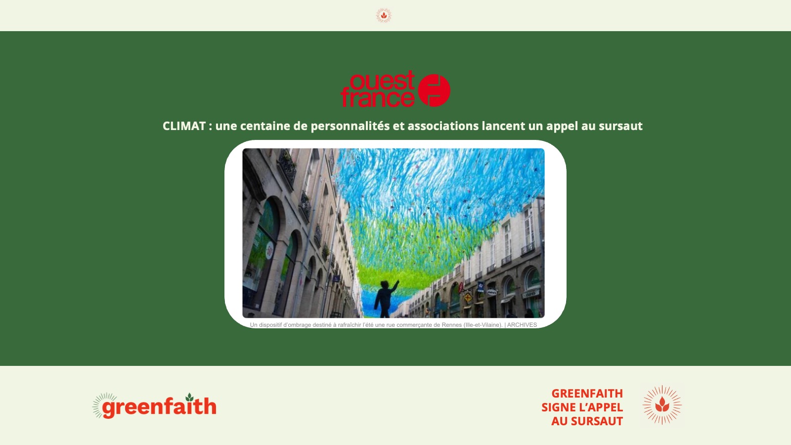 Climat : GreenFaith signe l'appel au sursaut